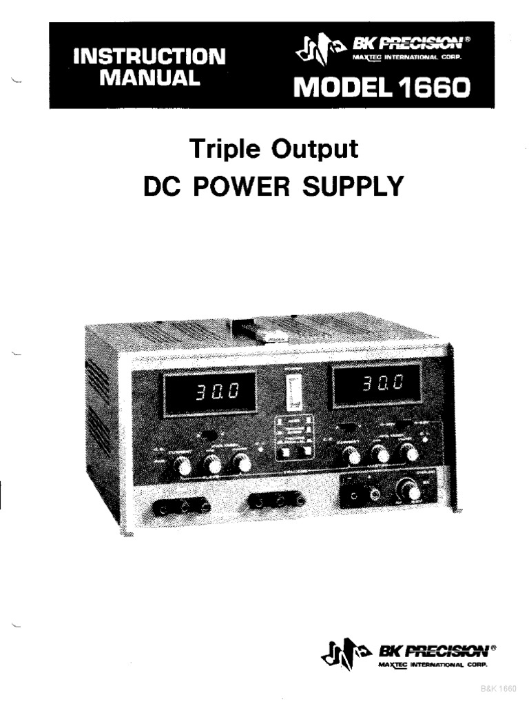 B&K Precision 1660 Power Supply Guide | PDF | Power Supply | Battery ...