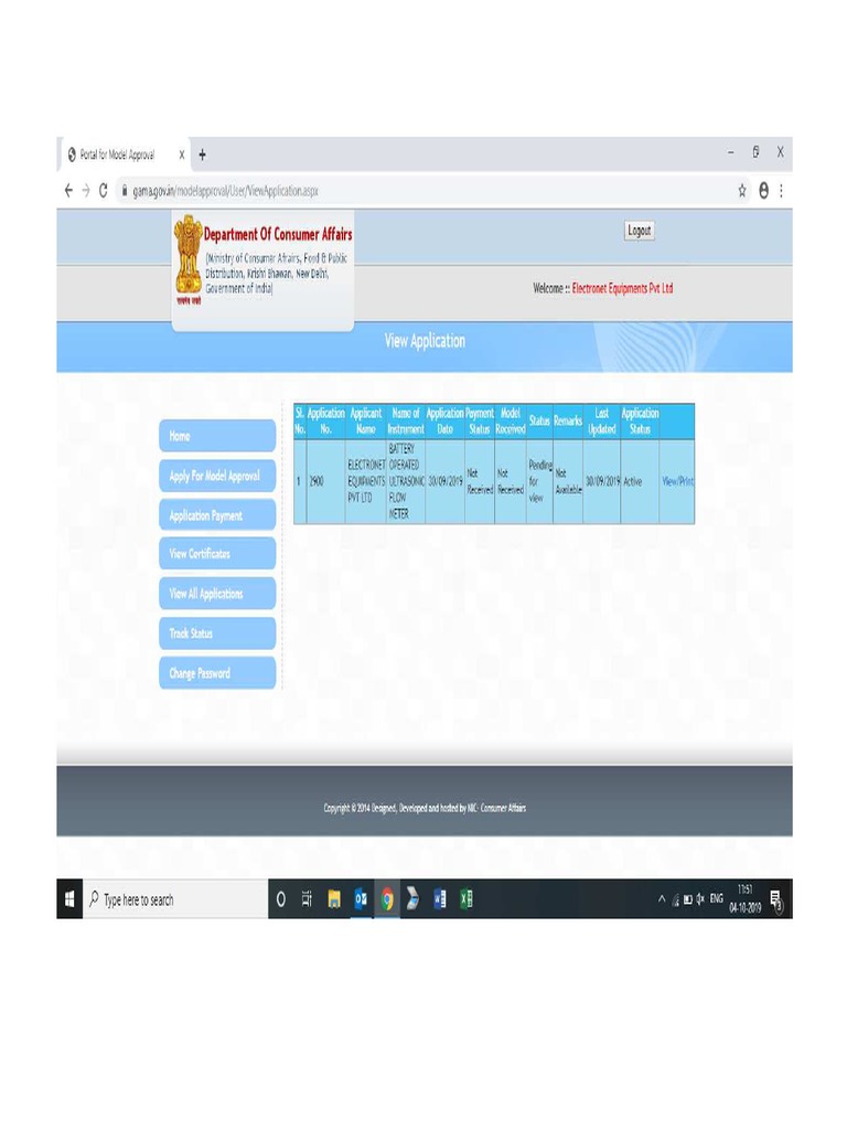 Legal Metrology - Model Approval Application No. 2900 | PDF