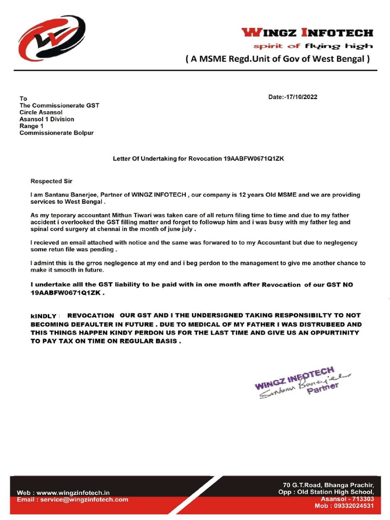 Letter of Undertaking | PDF