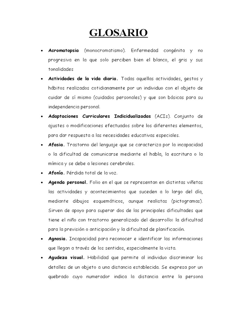 Glosario | PDF | Discapacidad intelectual | Espectro autista Glosario | PDF | Discapacidad intelectual | Espectro autista