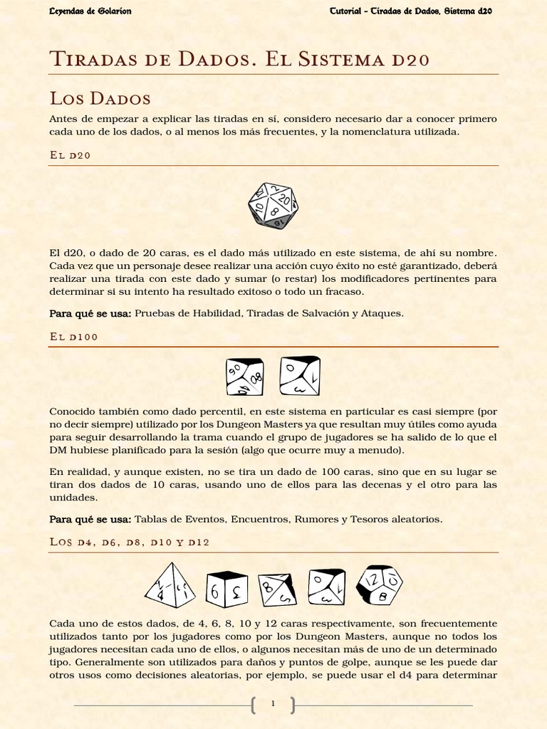 Tutorial - Tiradas de Dados Sistema d20 | PDF | Juego de azar | Juegos ...