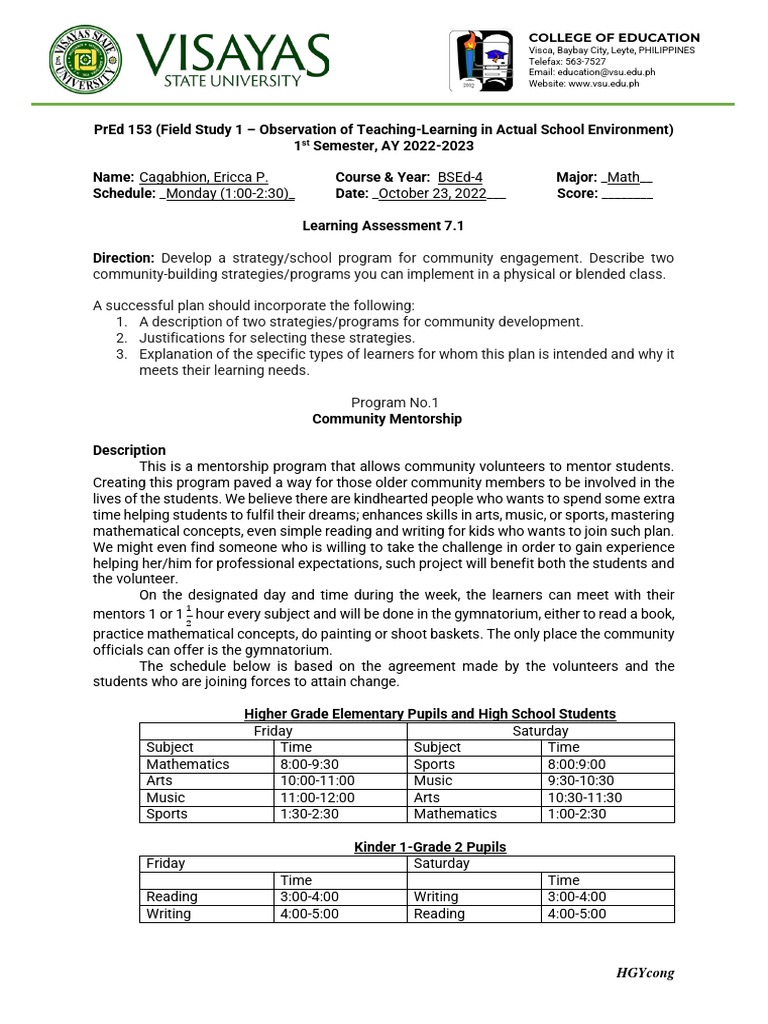 PrEd-153 - Module 7 Learning Assessment 7.1 GABAS INTEGRATED SCHOOL ...