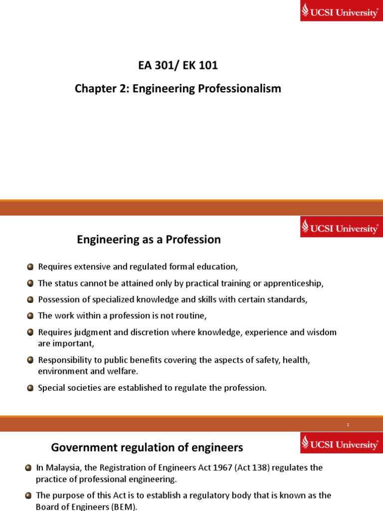 Chapter 2a Engineering Professionalism | PDF | Profession | Engineer
