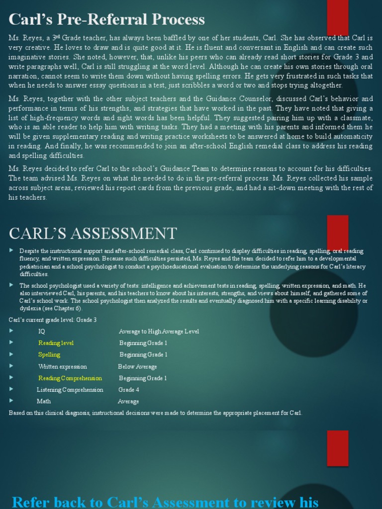 Carl's Pre-Referral Process | PDF | Behavioural Sciences | Cognition