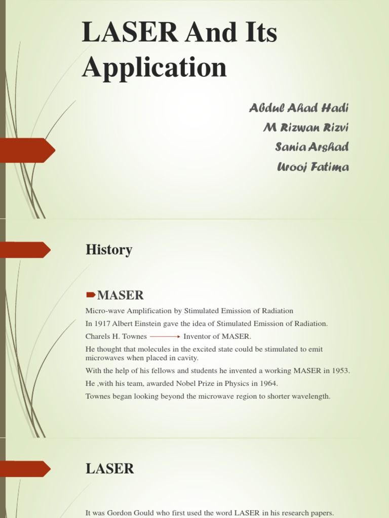 Laser And Its Application Pdf Pdf Laser Emission Spectrum