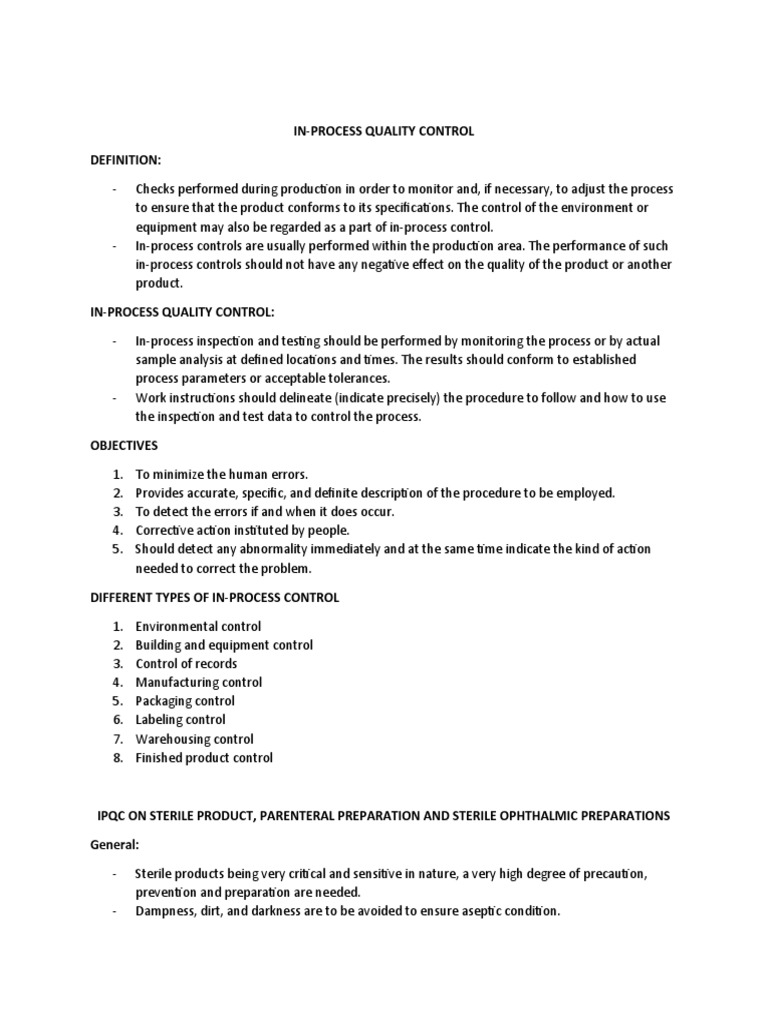 In-Process Quality Control, Stability, Cosmetic | PDF | Sterilization ...