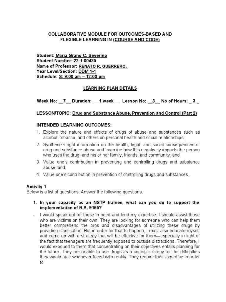 Collaborative Module For Outcome1 | PDF | Drug Rehabilitation | Substance Abuse