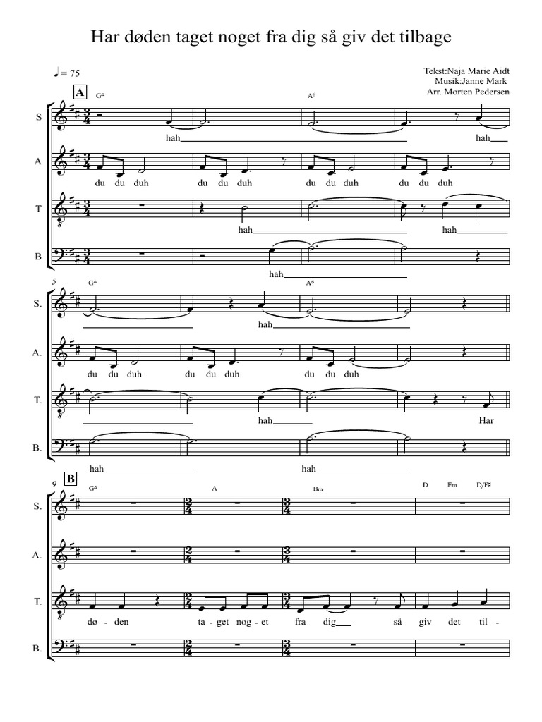 Har Døden Taget Noget Fra Dig Så Giv Det Tilbage SATB - Full Score | PDF