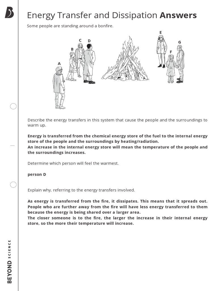Energy Transfer and Dissipation Worksheet Answers | PDF
