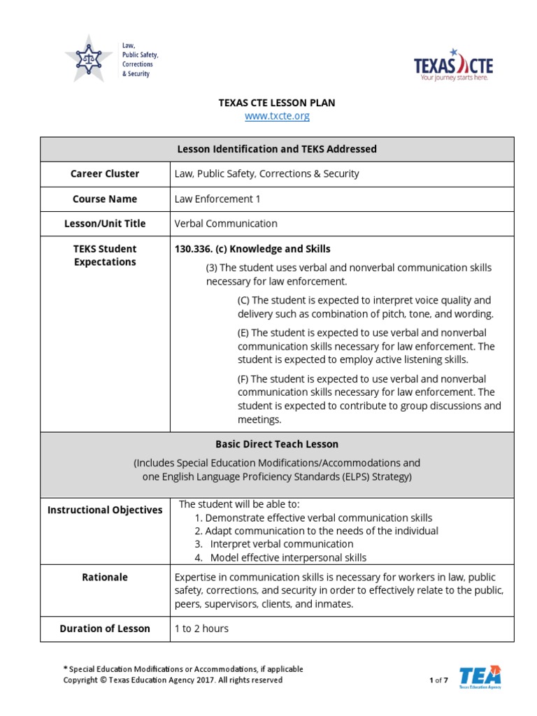 Lesson Plan Verbal Communication - 1 | PDF | Special Education ...