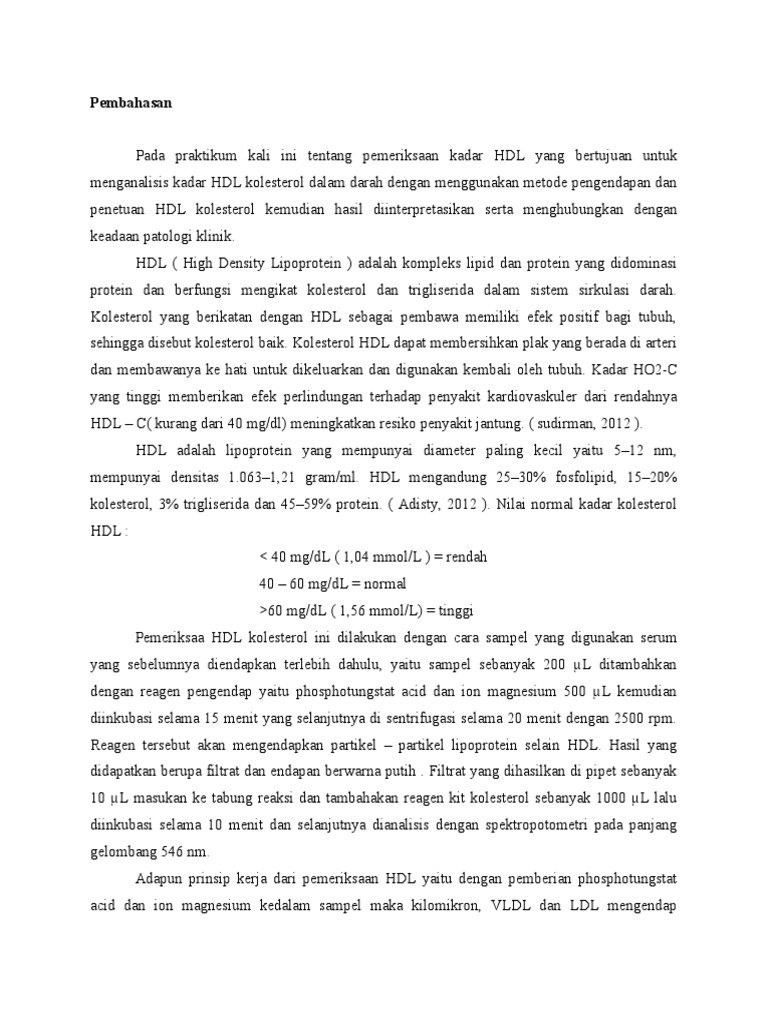 Pembahasan HDL LDL | PDF