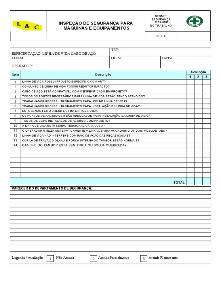 Check List Linha de Vida | PDF