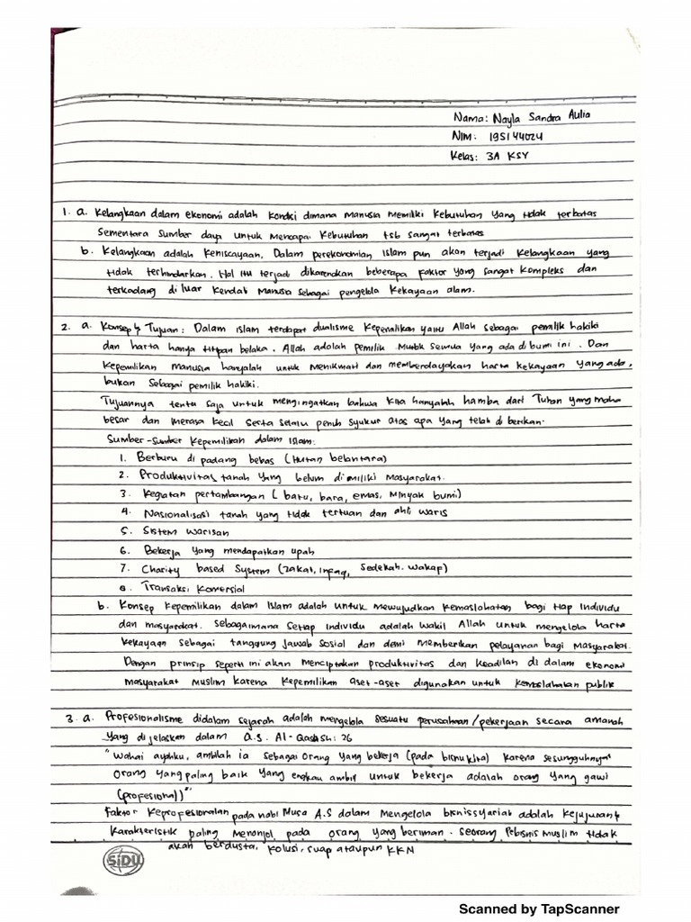 Nayla Sandra Aulia - 195144024 - UTS Ekonomi Syariah | PDF