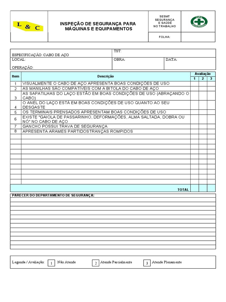 Check List Cabo de Aço | PDF