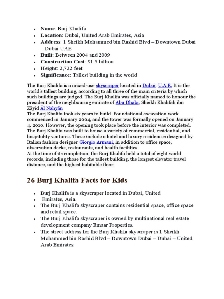 Burj Khalifa | PDF | Buildings And Structures
