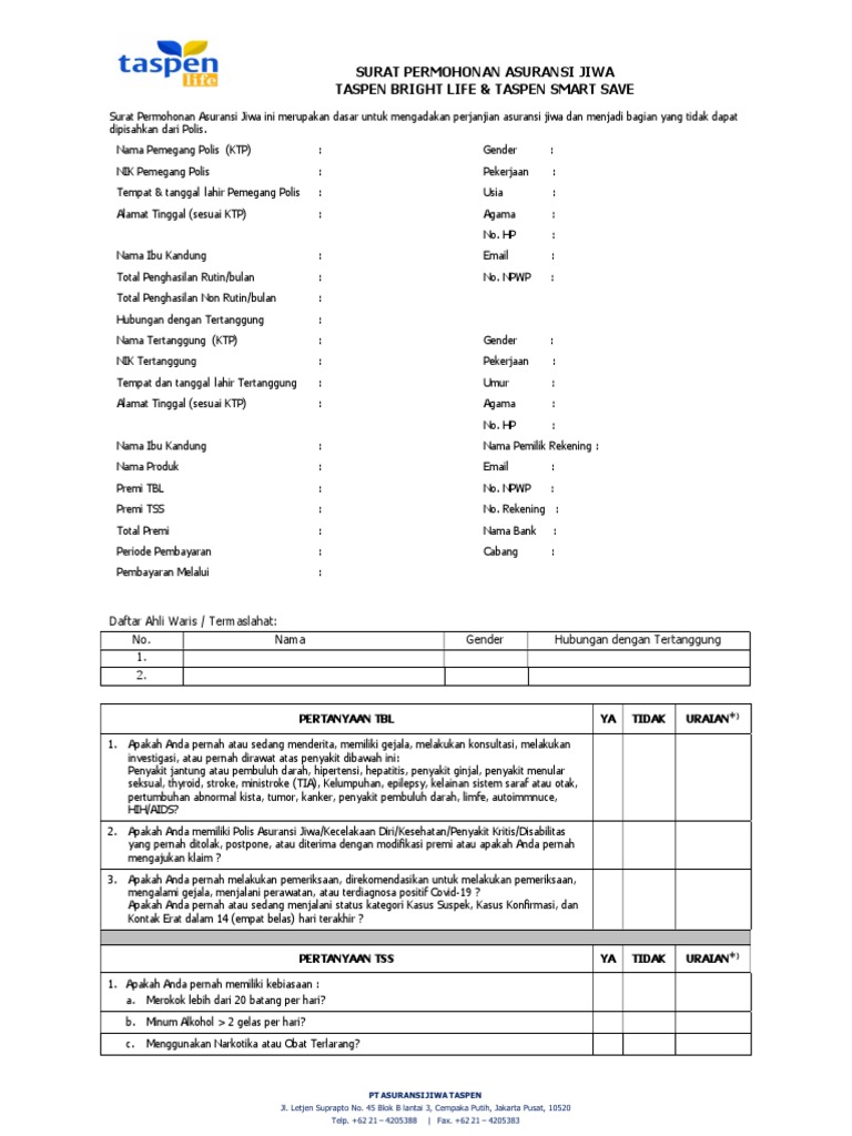 Form Pendaftaran TBL Tss | PDF | Ilmu Sosial | Hukum
