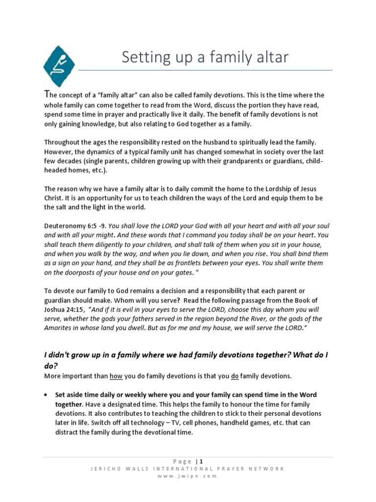 Setting Up A Family Altar | PDF | Prayer | God
