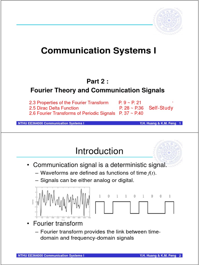 02 Fourier Theory and Communication Signals | PDF | Bandwidth (Signal ...