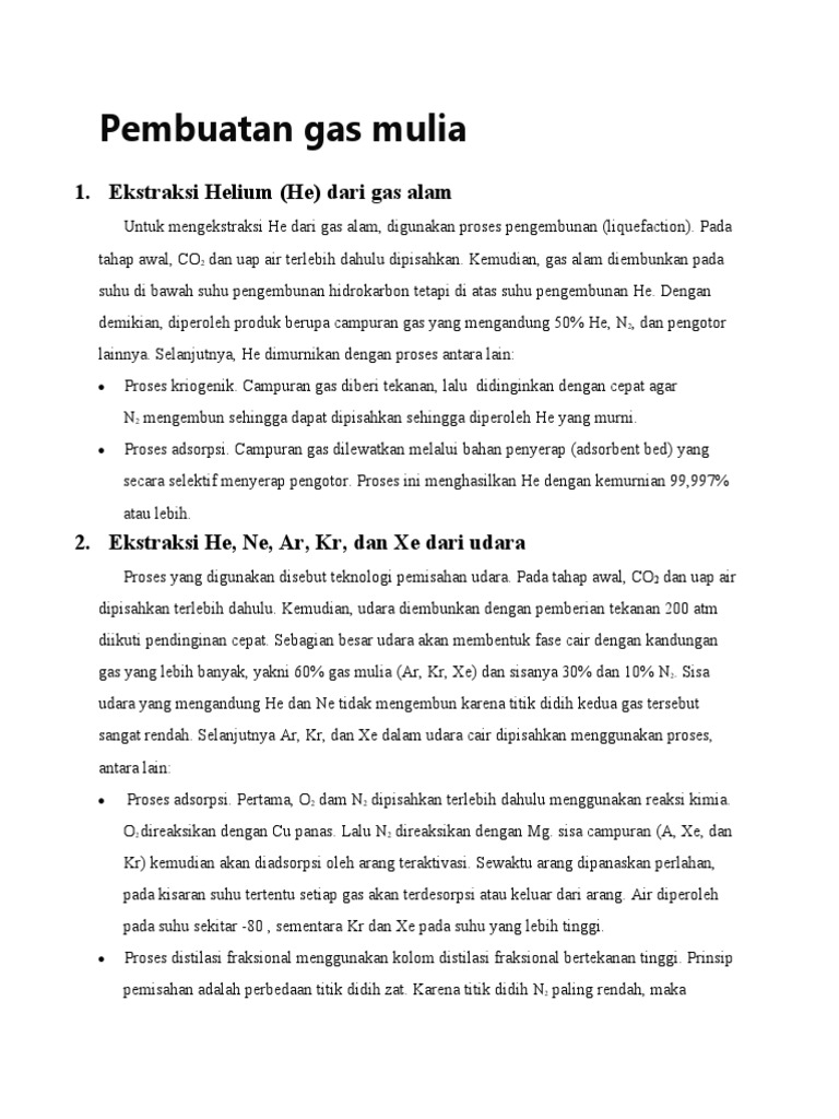 Pembuatan Gas Mulia | PDF