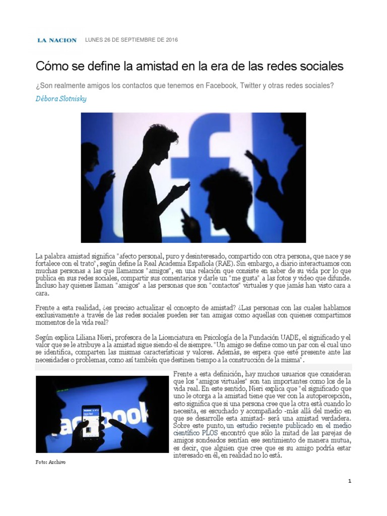 Cómo Se Define La Amistad en La Era de Las Redes Sociales (D. Slotnisky ...