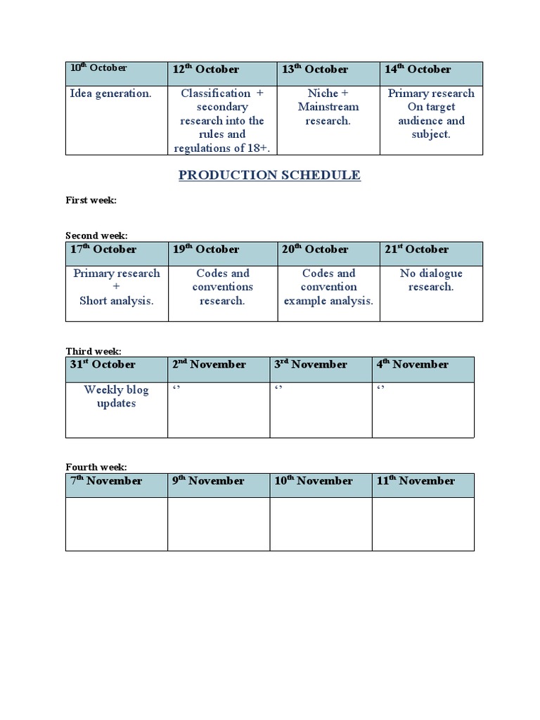 Production Schedule | PDF | Foreign Language Studies | Art