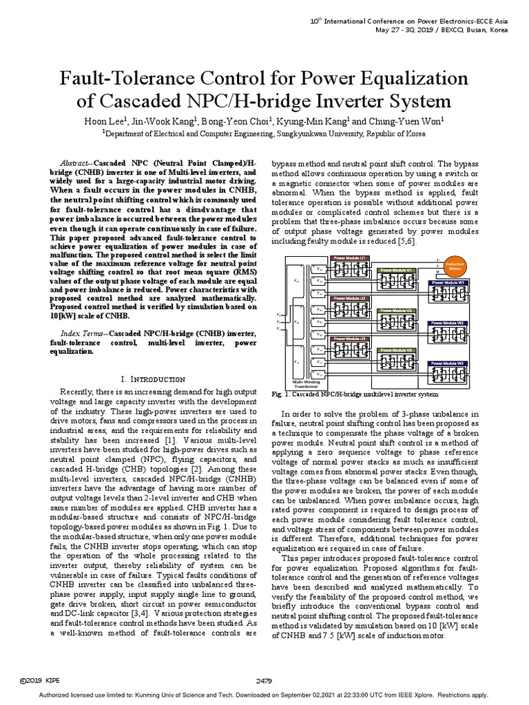 Fault-Tolerance Control For Power Equalization of Cascaded NPC - H-Bridge Inverter System | PDF ...