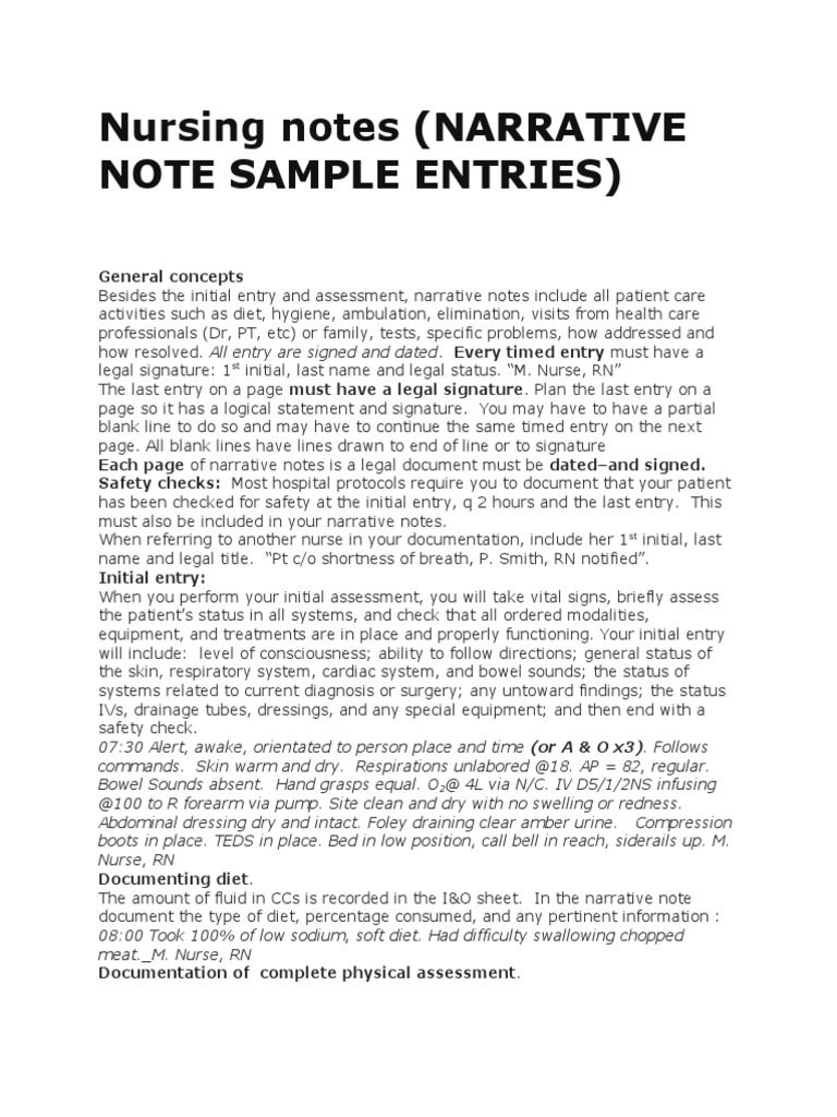 05 Nursing Note Sample | PDF | Nursing | Patient