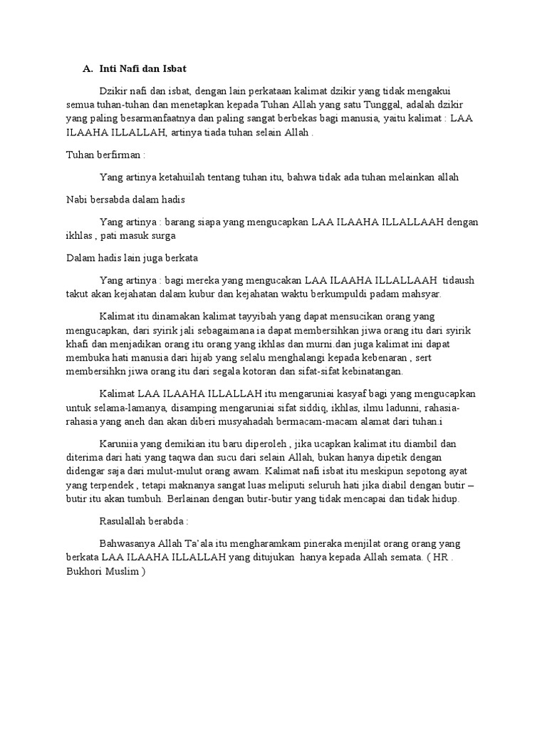 Inti Nafi Dan Isbat | PDF