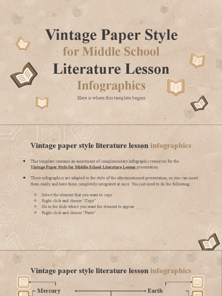 Vintage Paper Style For Middle School Literature Lesson Infographics ...