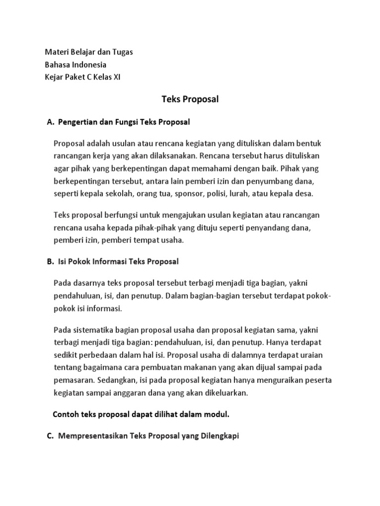 Materi Belajar Teks Proposal Kelas XI | PDF Materi Belajar Teks Proposal Kelas XI | PDF