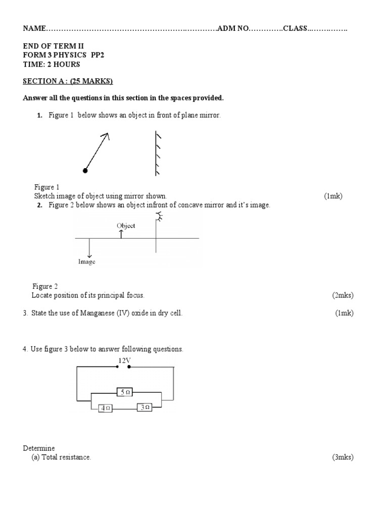 Form 3 Physics Exam Paper | PDF | Capacitance | Capacitor
