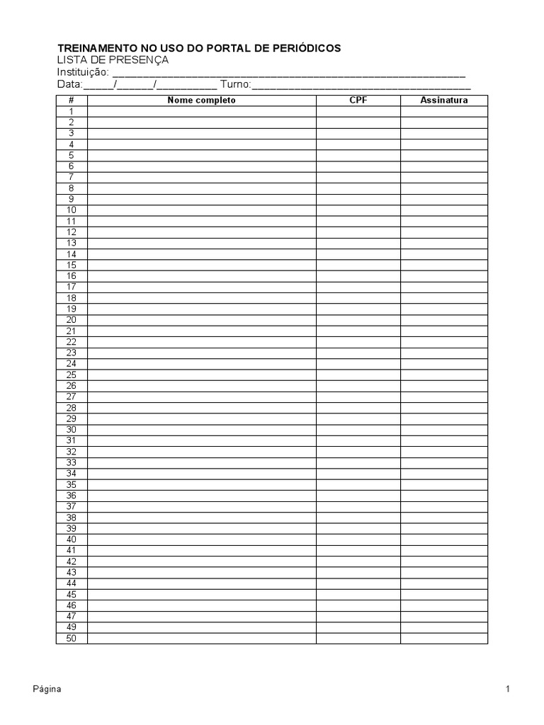 Modelo Lista de Presença | PDF