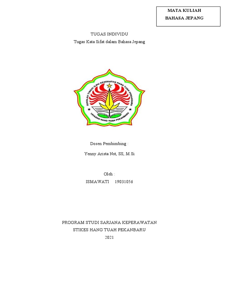 Ismawati - 19030156 - 19B - Tugas Bahasa Jepang | PDF