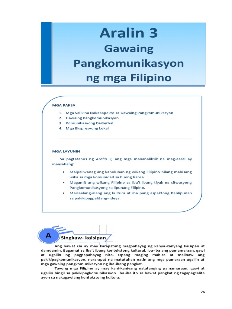 Filipino 1 Aralin 3-4 | PDF