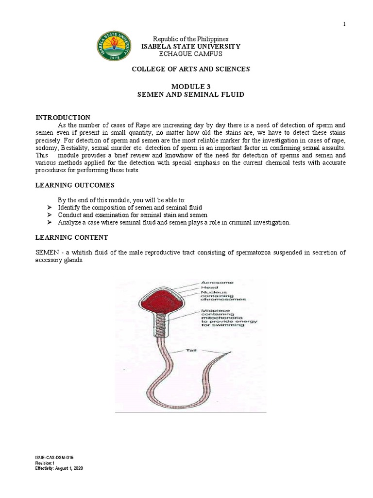 MODULE 3 Semen Seminal Fluid | PDF | Semen | Sperm