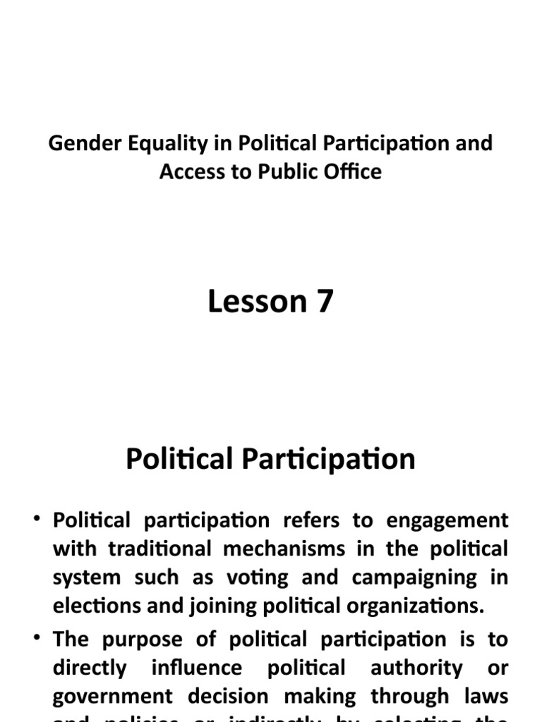 Gender Equality in Political Participation and Access To | PDF ...
