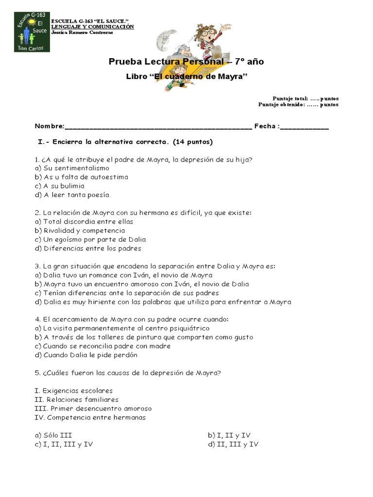 Prueba Libro El Cuaderno de Mayra | PDF