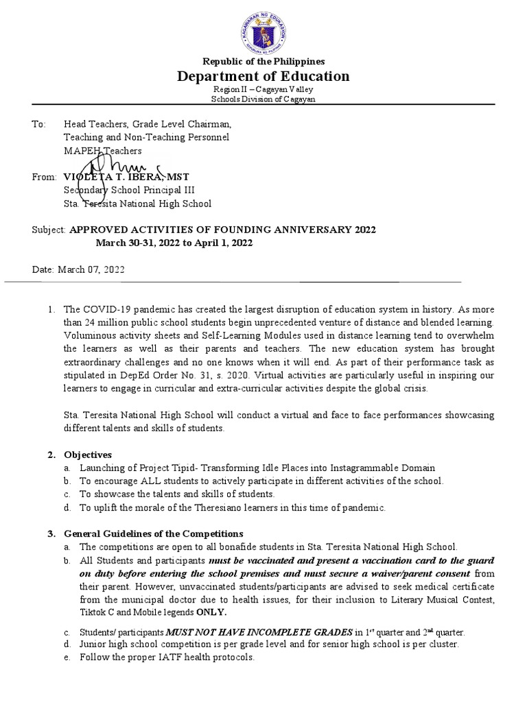 2022 Intramurals | PDF | Teachers