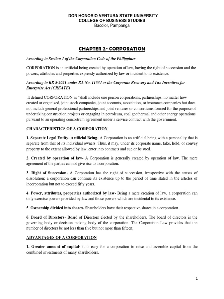 Chapter 2 - Corporation | PDF | Dividend | Corporations