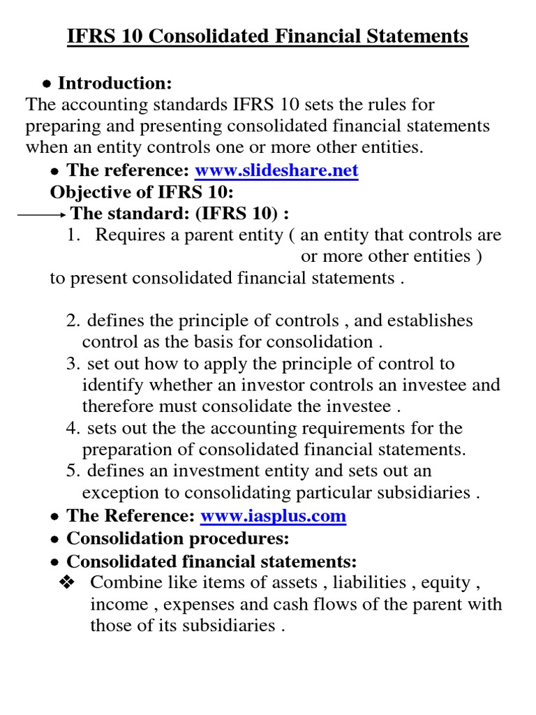 IFRS 10 Consolidated Financial Statements-1 | PDF | Financial Statement ...