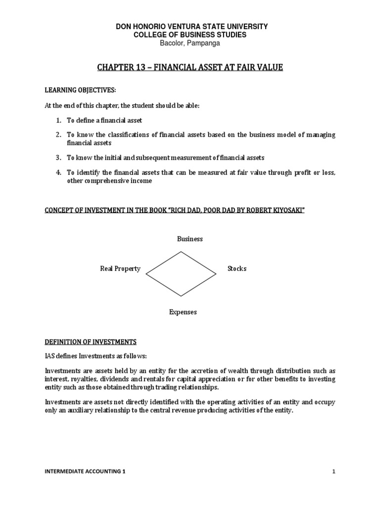 Chapter 13 - Financial Asset at Fair Value | Download Free PDF ...