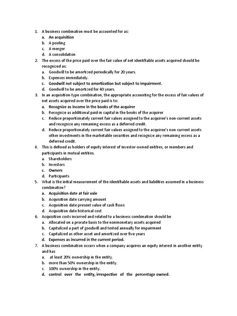 Accounting For Business Combination - Practice Material | PDF | Goodwill (Accounting) | Mergers ...