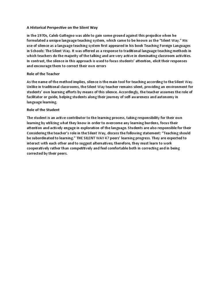 Overview of the Silent Way Method | PDF