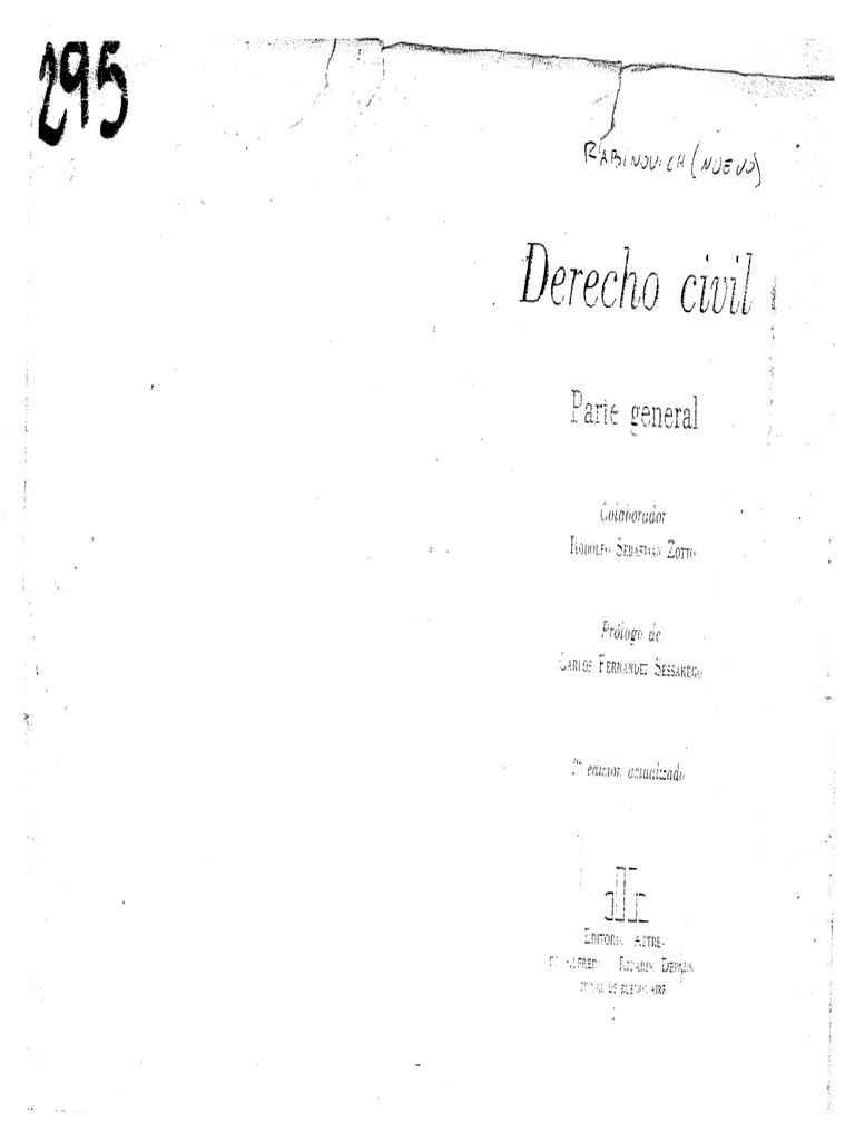 Derecho Civil Parte General - Rabinovich | PDF