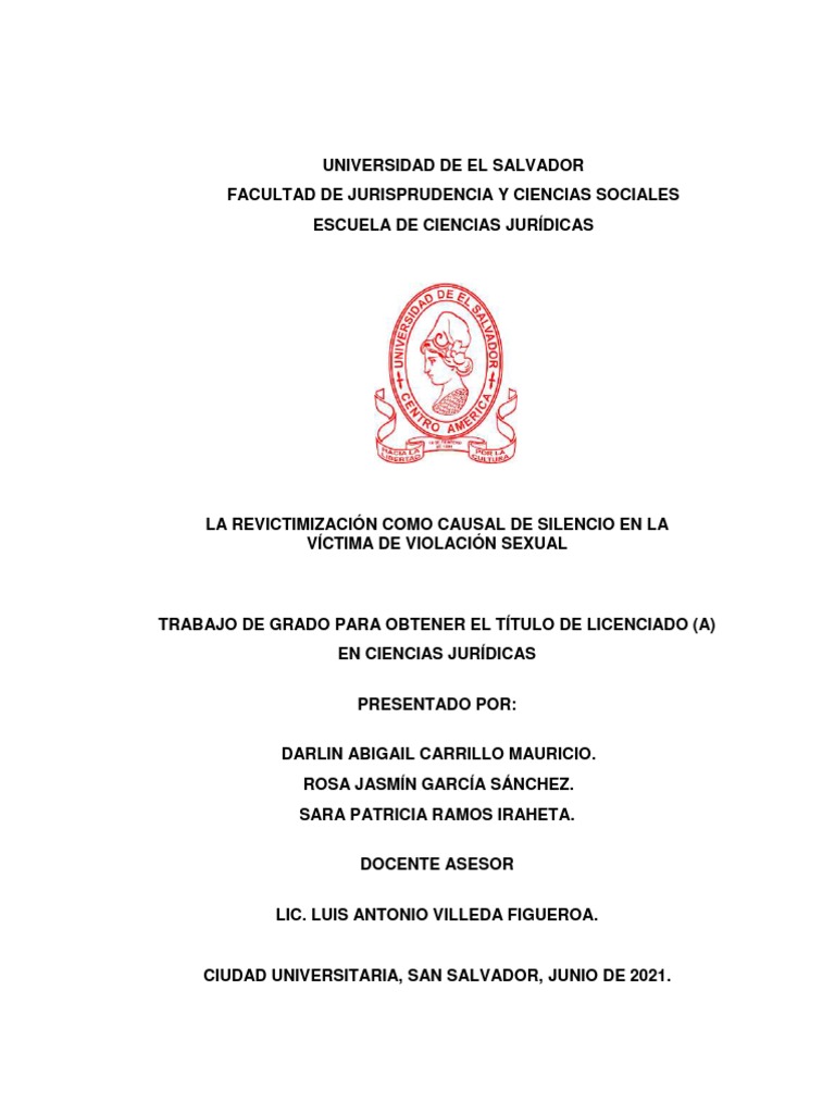 La Revictimización Como Causal de Silencio en La Víctima de Violación ...