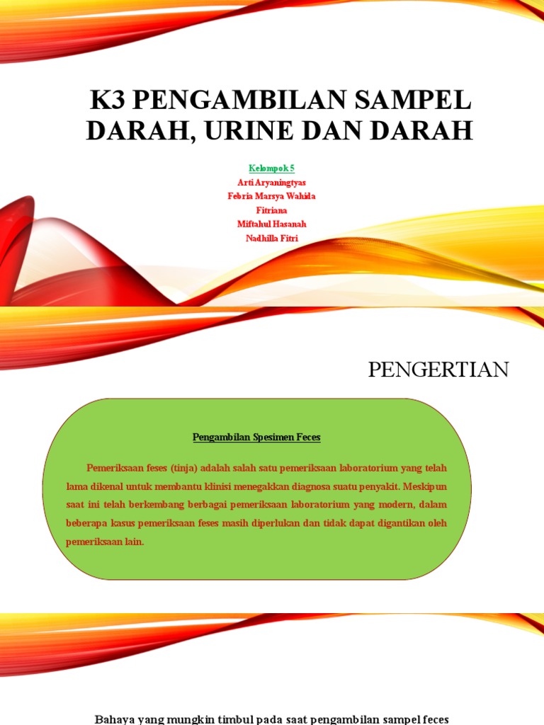 K3 Pengambilan Sampel Feses, Urine, Darah | PDF