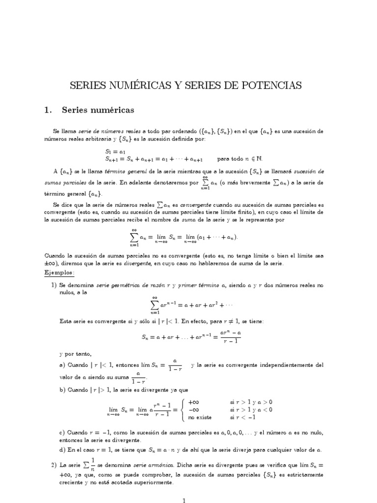 Tema 5. - Resumen de Series Numéricas y Series de Potencias | Descargar ...