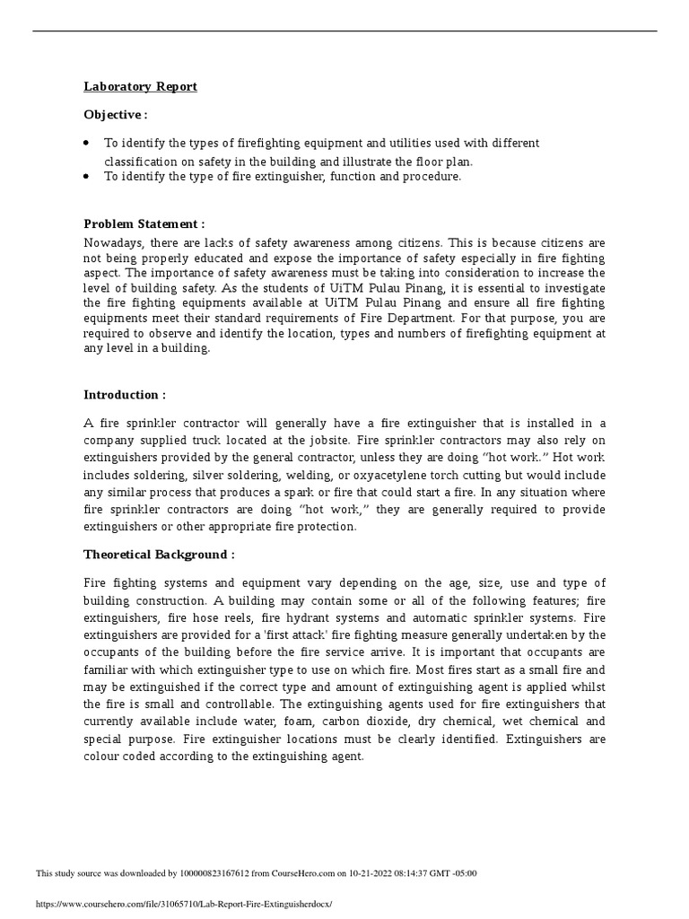 Lab Report Fire Extinguisher | PDF | Fires | Materials