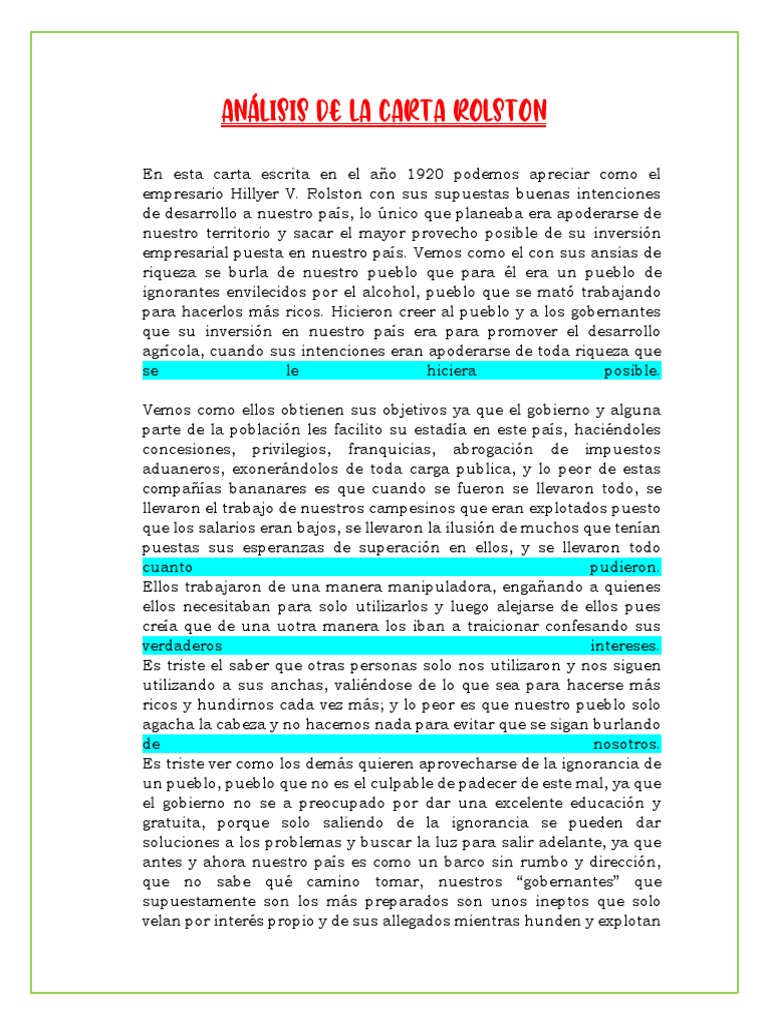 Análisis de La Carta Rolston | PDF