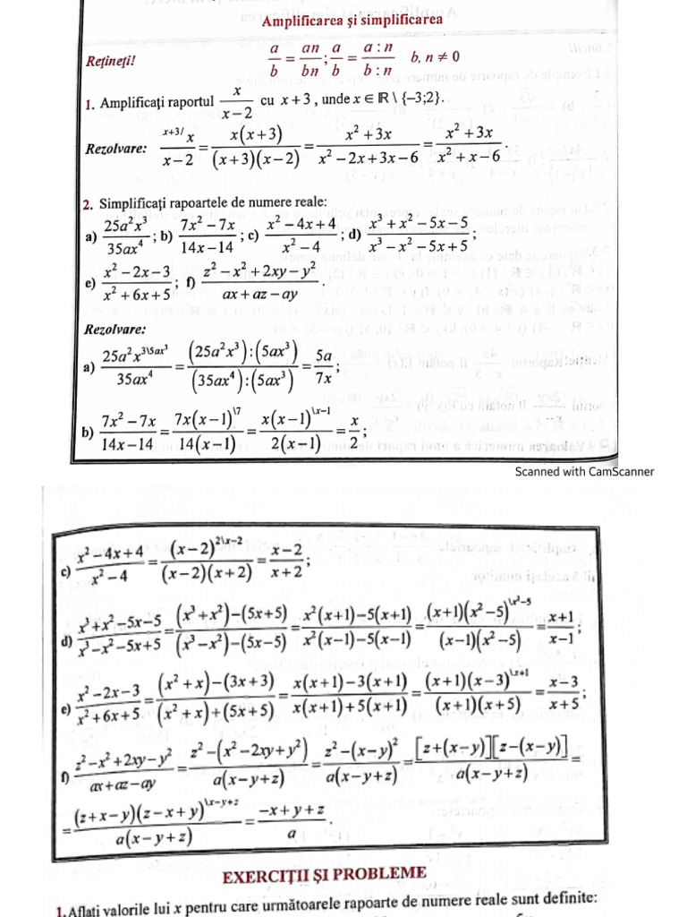 Fisa Lucru Fractii Algebrice 2122 | PDF